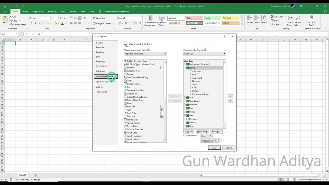 Excel Experiment #5 | Enable the Developer tab in Excel 2016 - YouTube