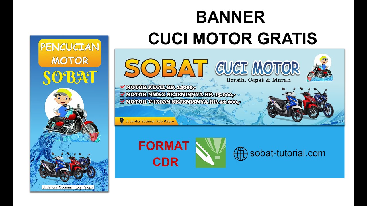 Cara Buat Desain Banner Cuci Motor Dengan CorelDraw X7 - YouTube
