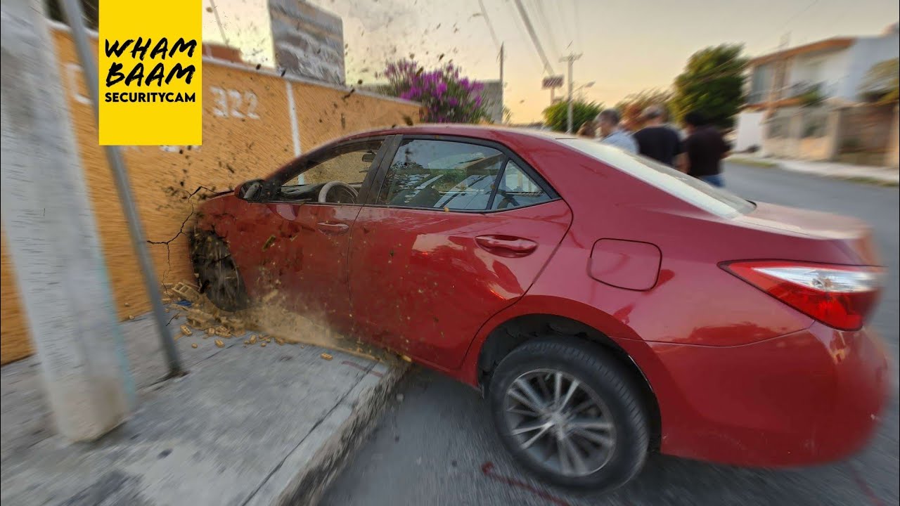 CCTV CAUGHT CAR CRASHING THROUGH A WALL - YouTube