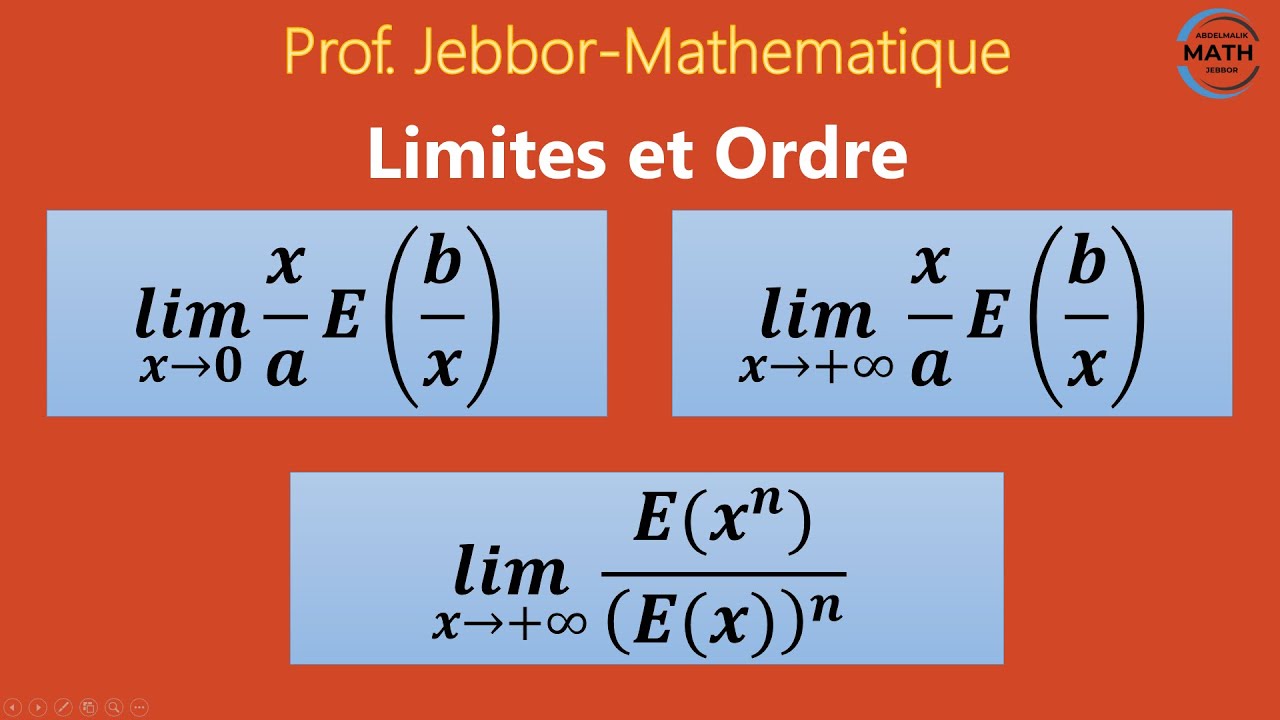 Limite de fonctions - Limites et ordres - Fonction partie entière ...
