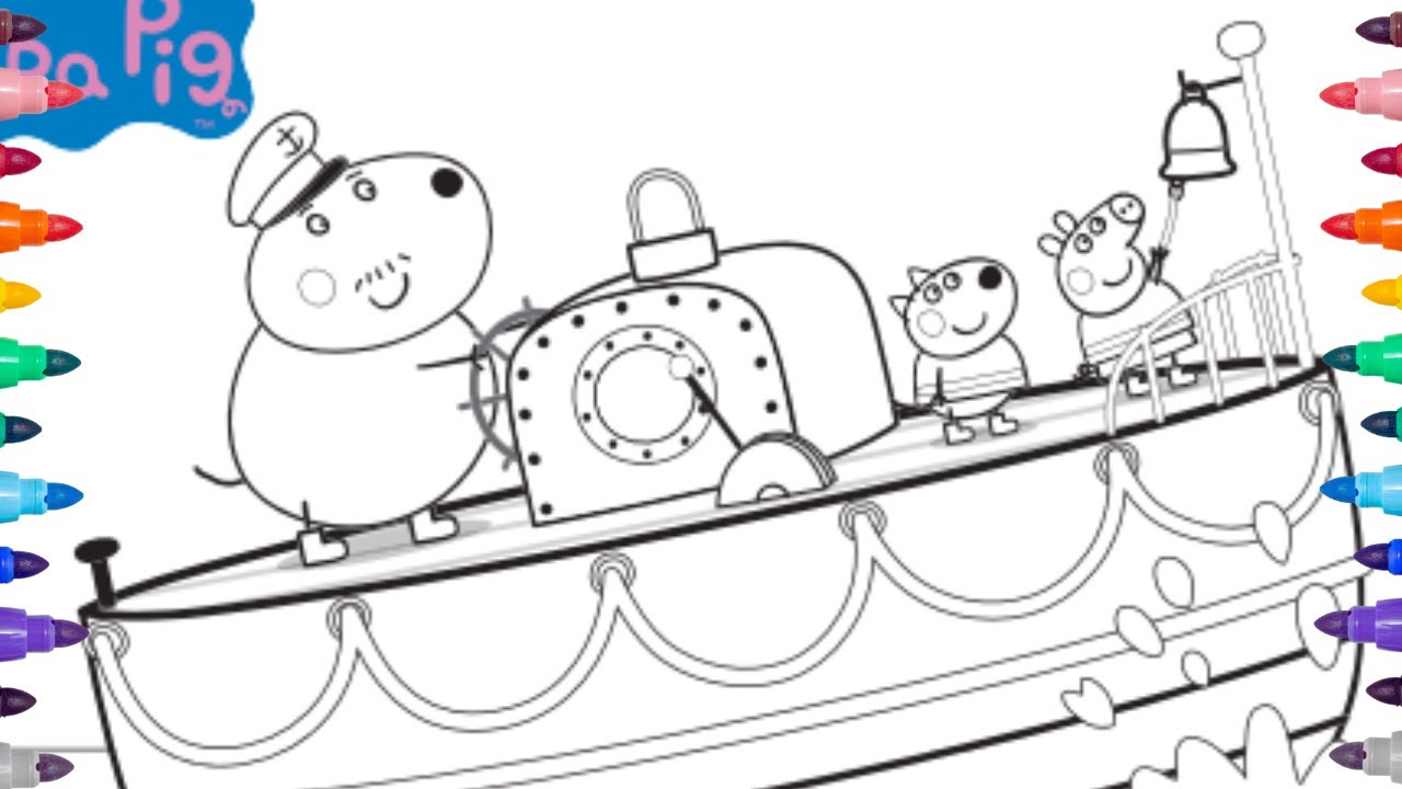 Peppa Pig Rides On The Lifeboat - Coloring Pages For Kids - Learn ...