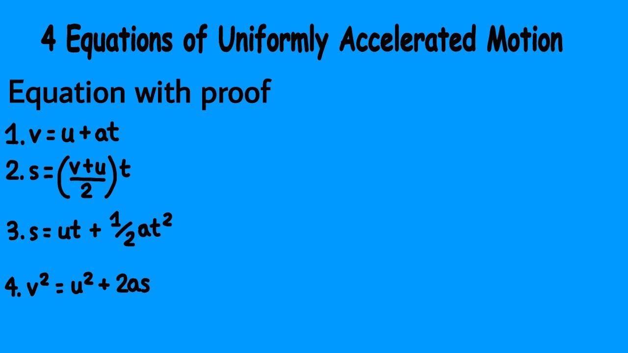 4 Equations of Uniformly Accelerated Motion - YouTube