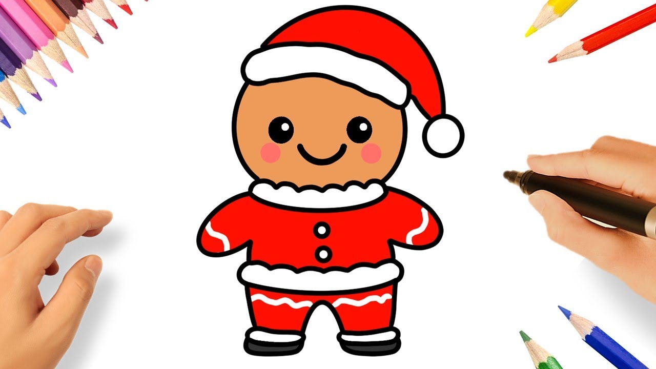 COMMENT DESSINER BONHOMME EN PAIN D'ÉPICE DE NOËL FACILEMENT🎄 DESSINS DE NOËL - YouTube