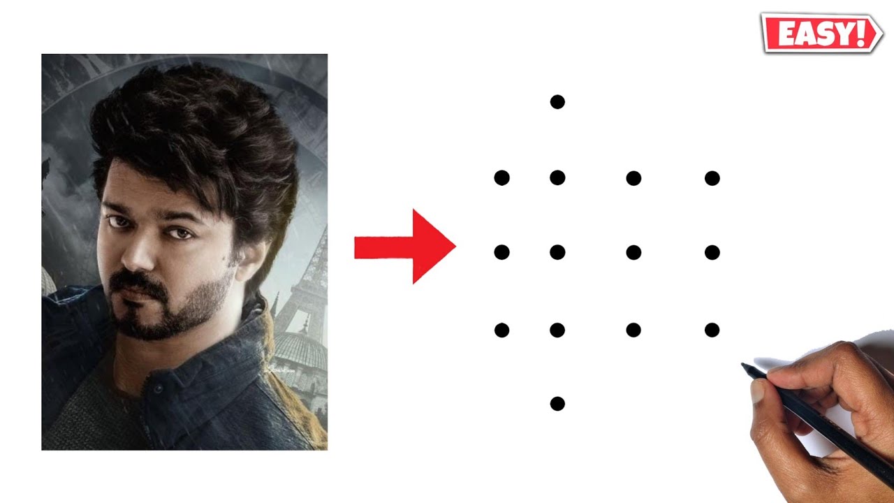 Thalapathy Vijay [GOAT] Drawing From Dots | How To Draw Thalapathy ...