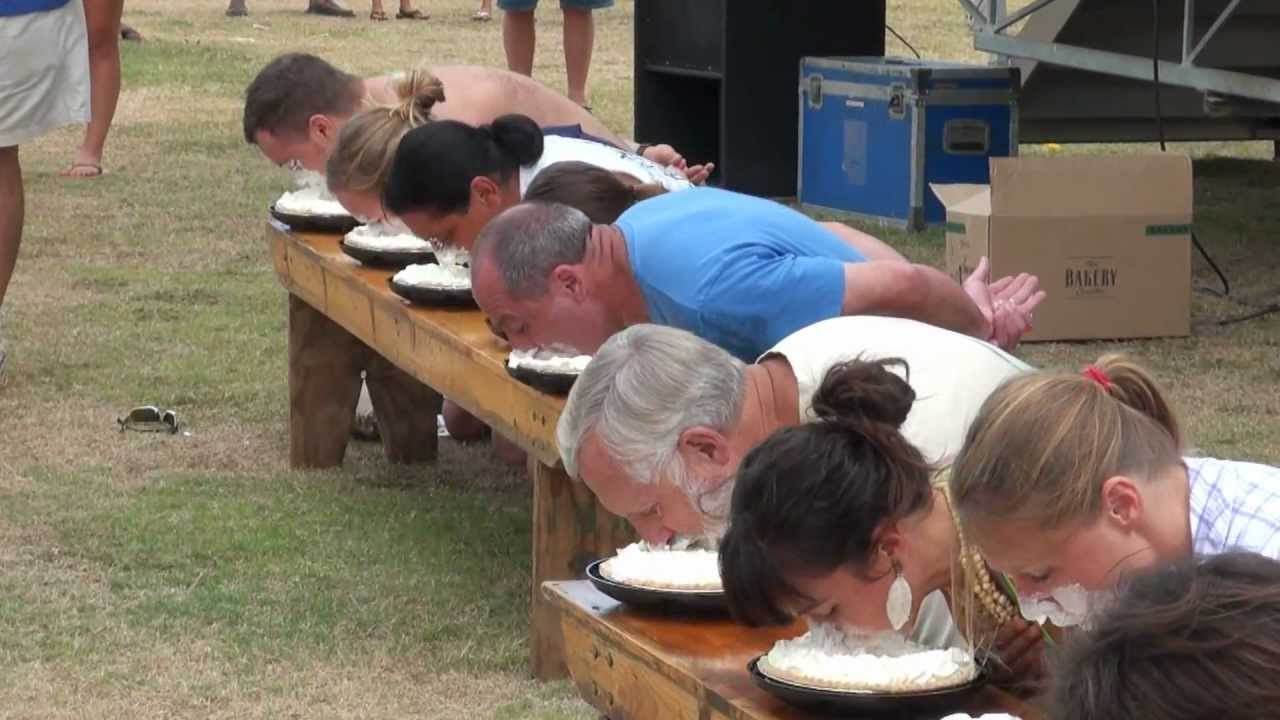 Adults Pie Eating Contest at Kauai Coconut Festival 2012 - YouTube