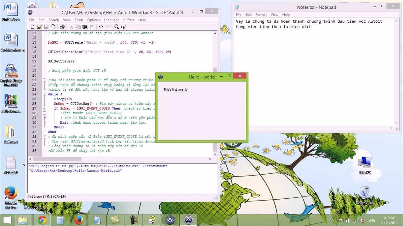 [AutoIT - Tutorial] Part 1: Tổng quan - cài đặt - chạy thử và biên dịch - YouTube