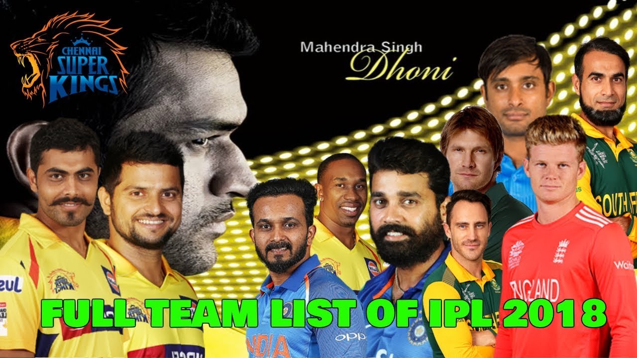 Chennai Super Kings full team list for ipl 2018 | Csk latest squad for ...