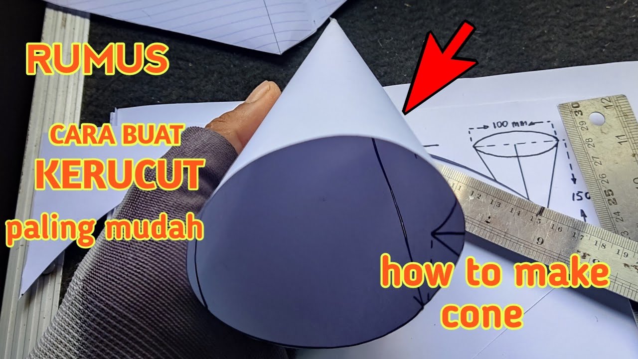 Rumus dan Cara Mudah Membuat Kerucut || jaring jaring kerucut || How to ...