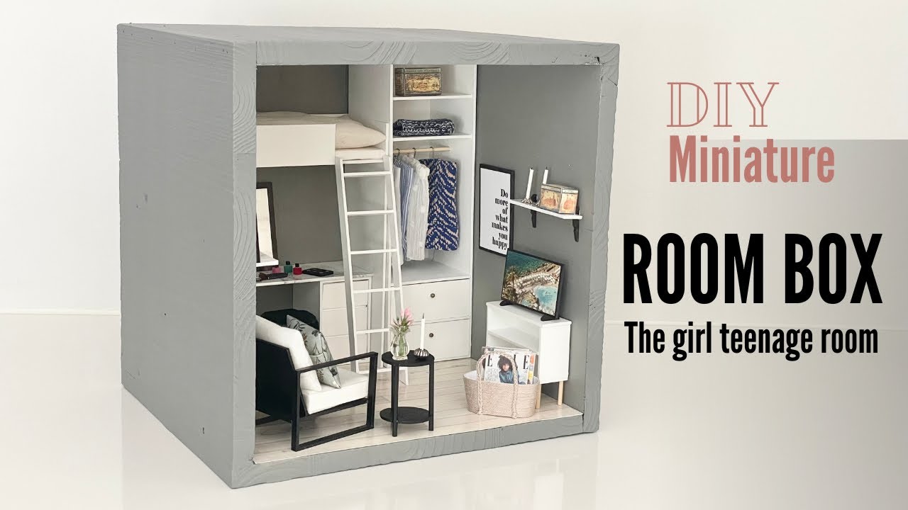 ROOM BOX - The teenage girl room | How to make a miniature room box ...