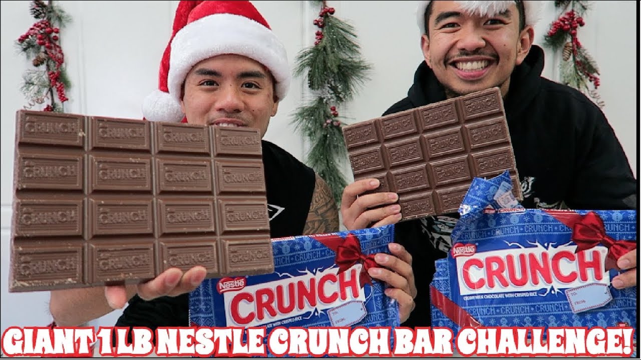 GIANT 1LB NESTLE CRUNCH BAR CHALLENGE! 12 FOOD CHALLENGES OF XMAS PART ...
