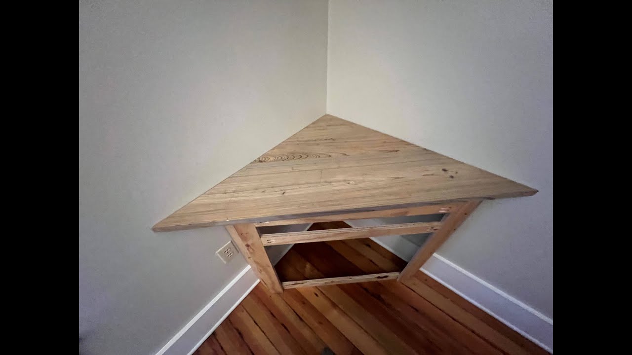 DIY corner cabinets from very old wood incorporating a triangular ...