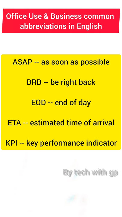 Office Use & Business common abbreviations in English - YouTube