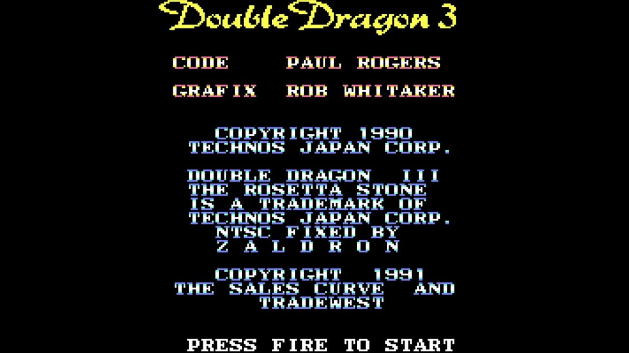 Double Dragon 3 : The Rosetta Stone (Commodore 64) – Écran-titre ...