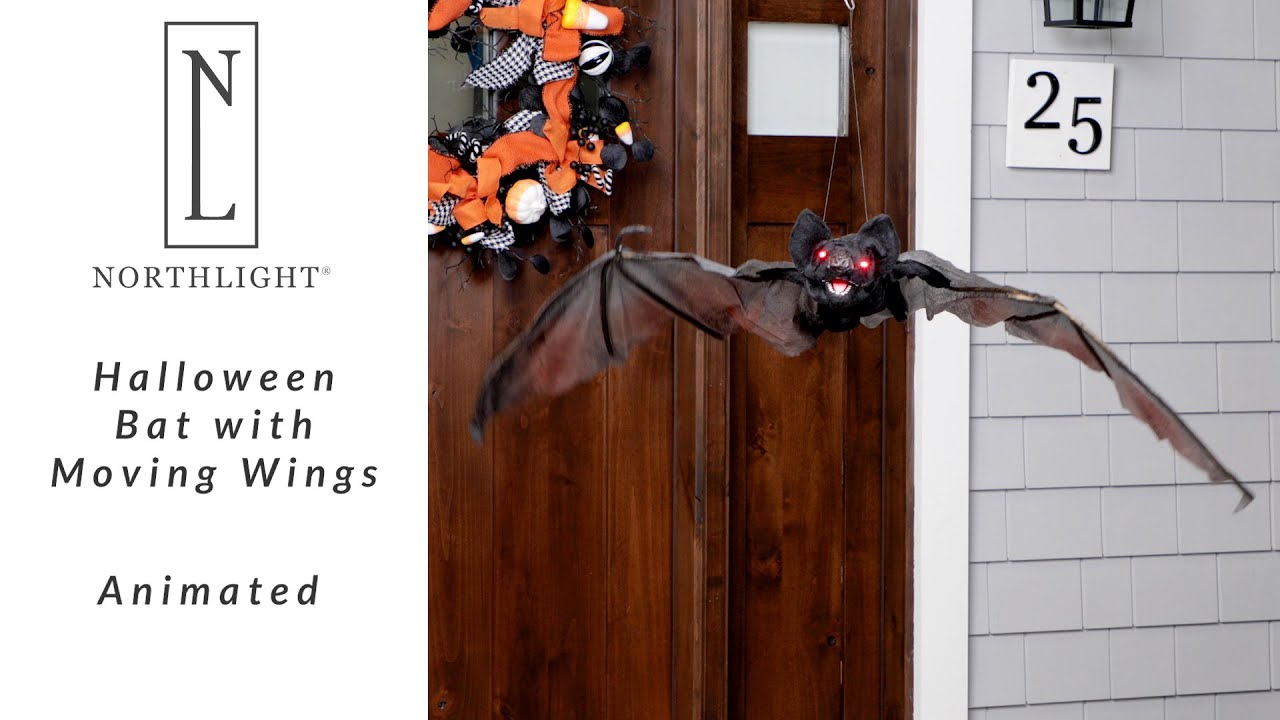 LED Lighted and Animated Halloween Bat with Moving Wings - 48 ...