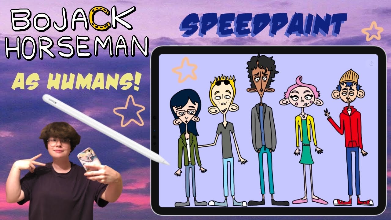 drawing Bojack Horseman characters as humans - SPEEDPAINT - YouTube