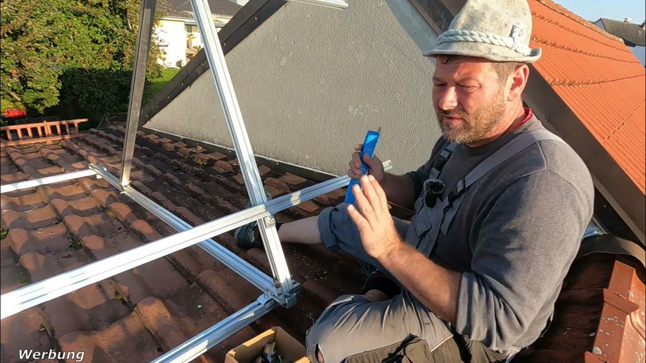 DIY 3 PV-Anlage Süddach Montage der Schienen / Photovoltaik mit Speicher / Balkonkraftwerk - YouTube
