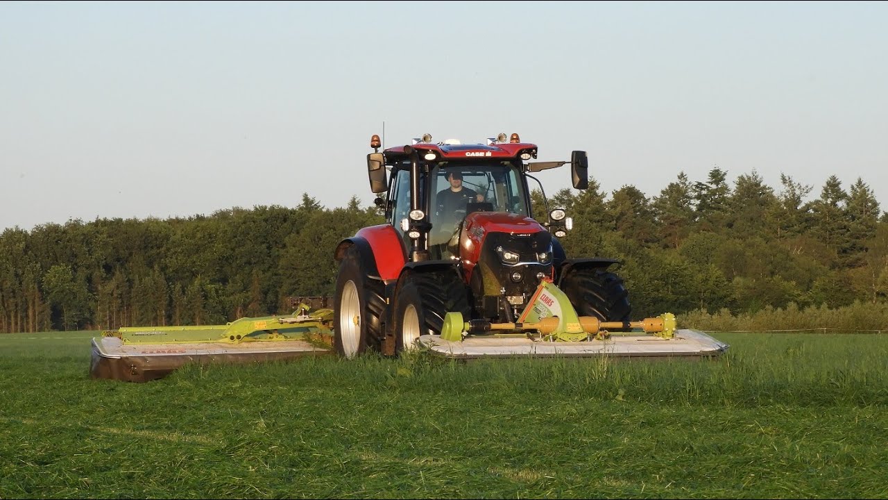 Gras maaien met nieuwe Case Puma 200 en triple maaier Vrieling loonwerk ...