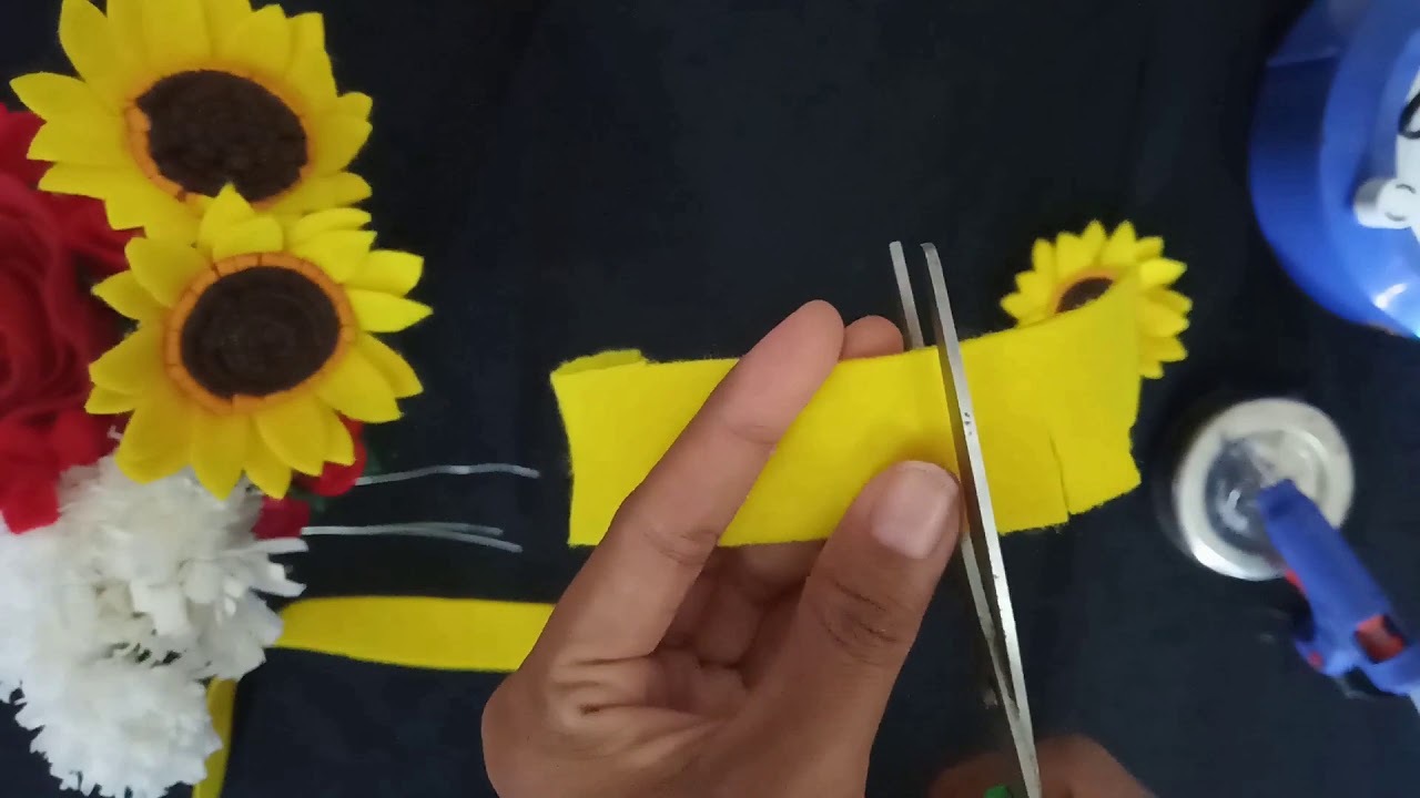 #DIY How To Make Felt Sunflower | Cara Membuat Bunga Matahari dari Kain ...
