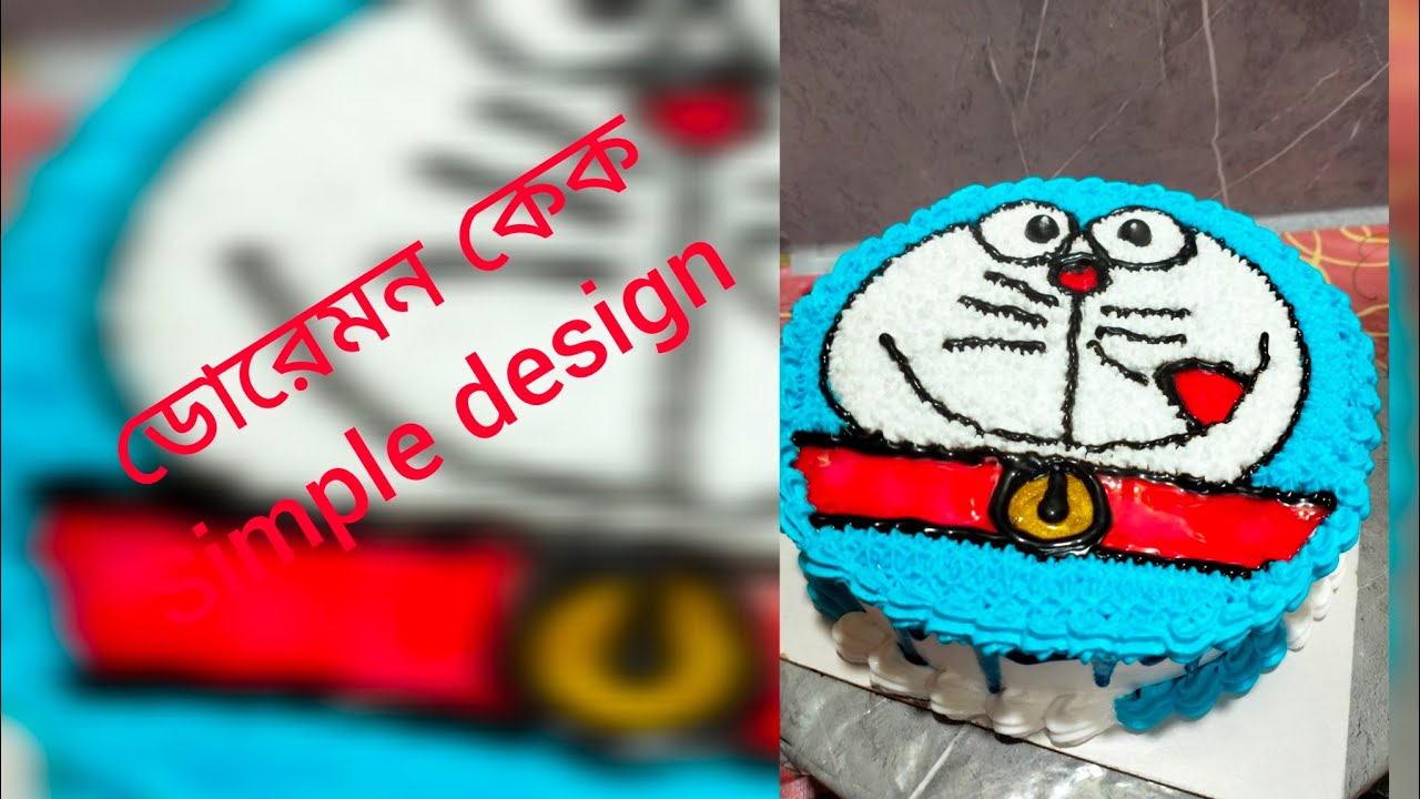 very easy doremon design. doremon cake. how to make doremon cake.#cake ...