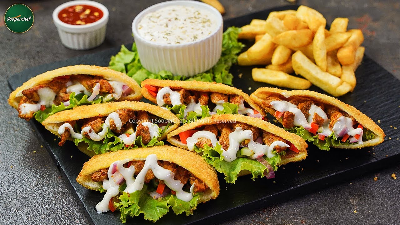 Mouthwatering Bread Pocket Shawarma: Perfectly Seasoned - YouTube