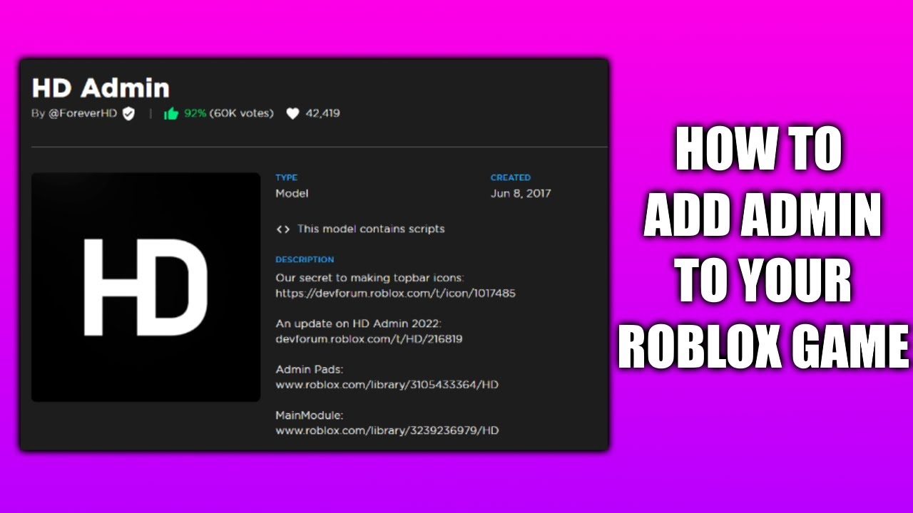 How To ADD ADMIN COMMANDS To Your ROBLOX Game HD ADMIN YouTube