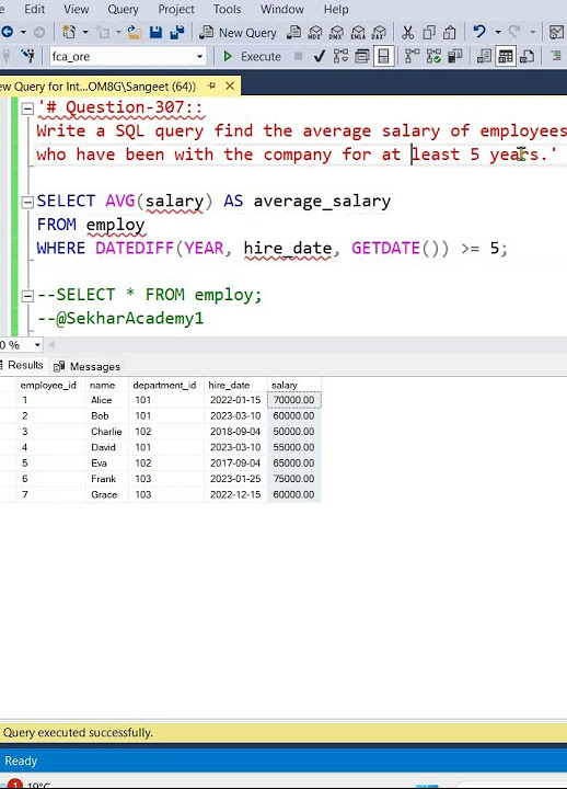 SQL Interview Question 307 | #shorts #ytshorts #youtubeshorts #sql #mysql #interview ...