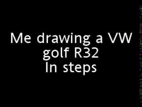 Vw golf R32 and Nissan Skyline drawings - YouTube