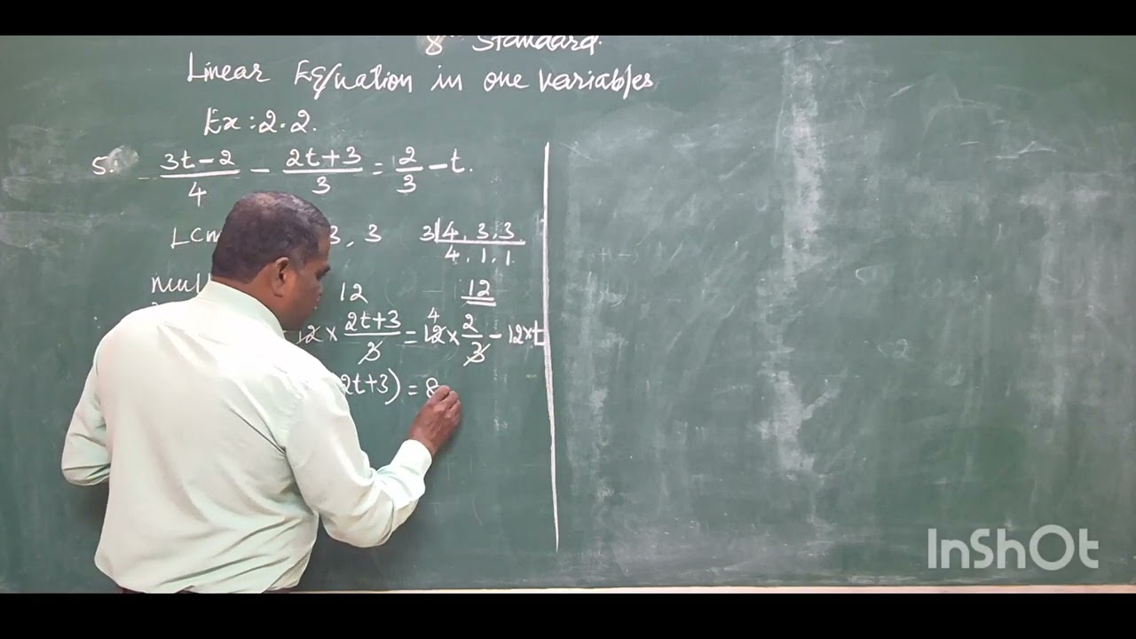 8th standard Linear equation in one variable Ex - 2.2 - YouTube