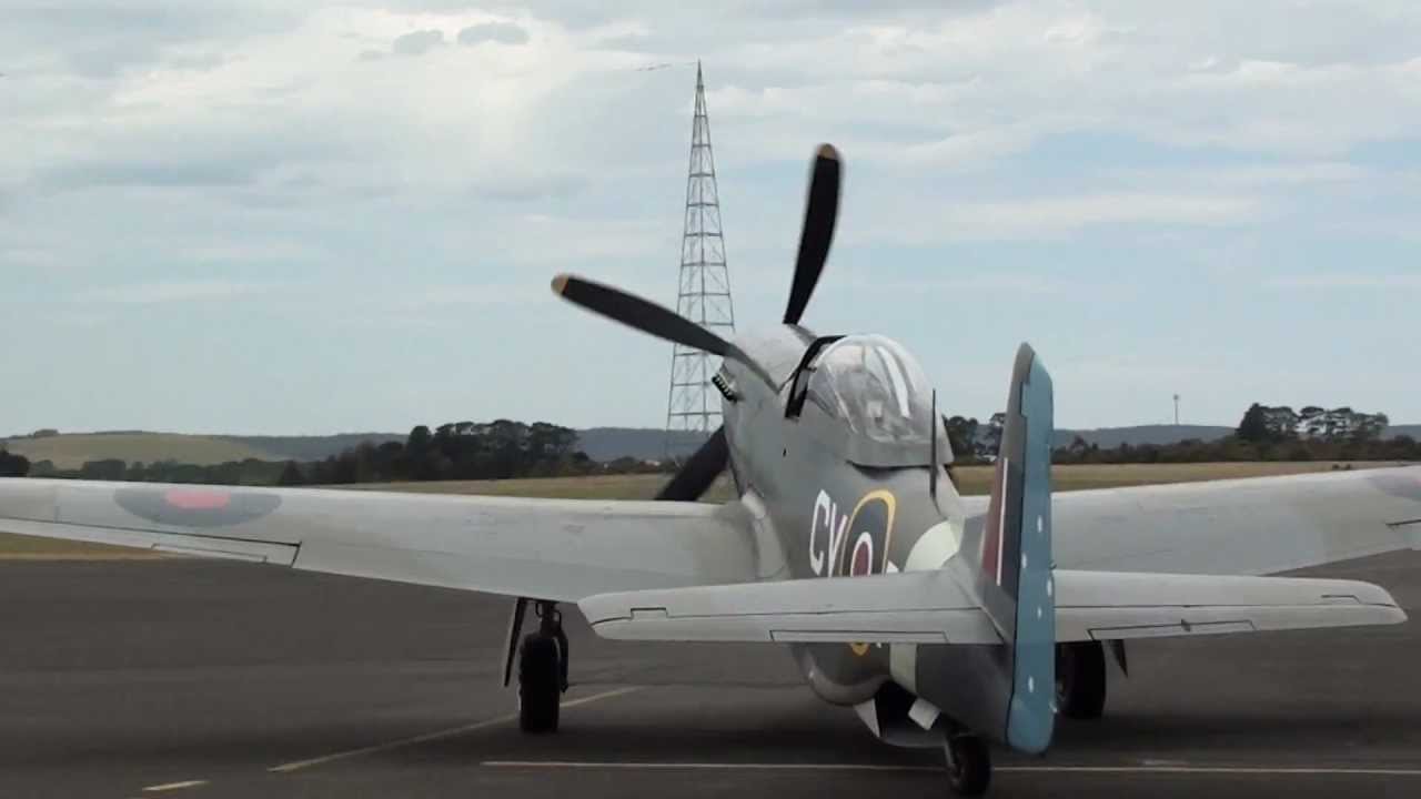 CAC P51 Mustang Start Up Ballarat Airport - YouTube
