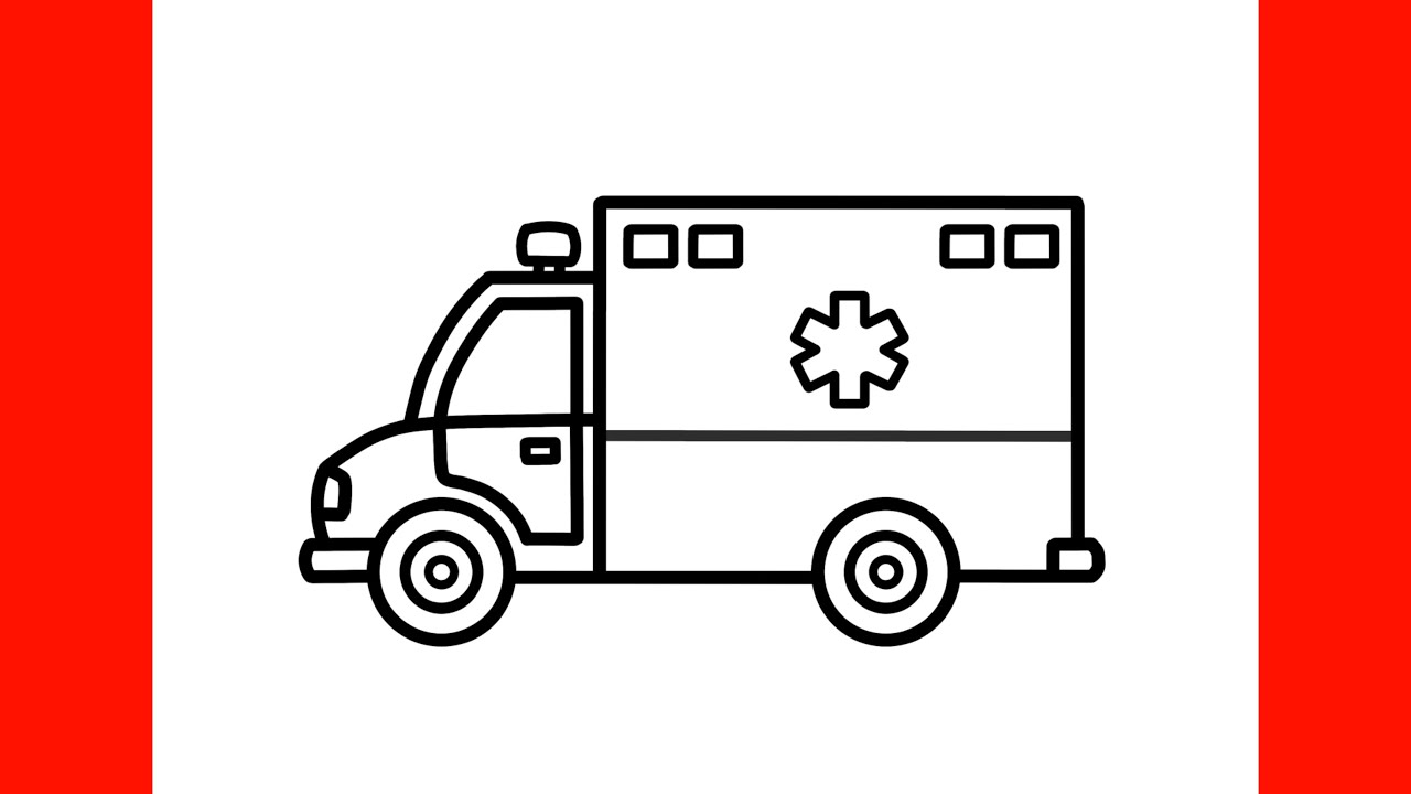 How to draw AMBULANCE easy / drawing ambulance car step by step - YouTube