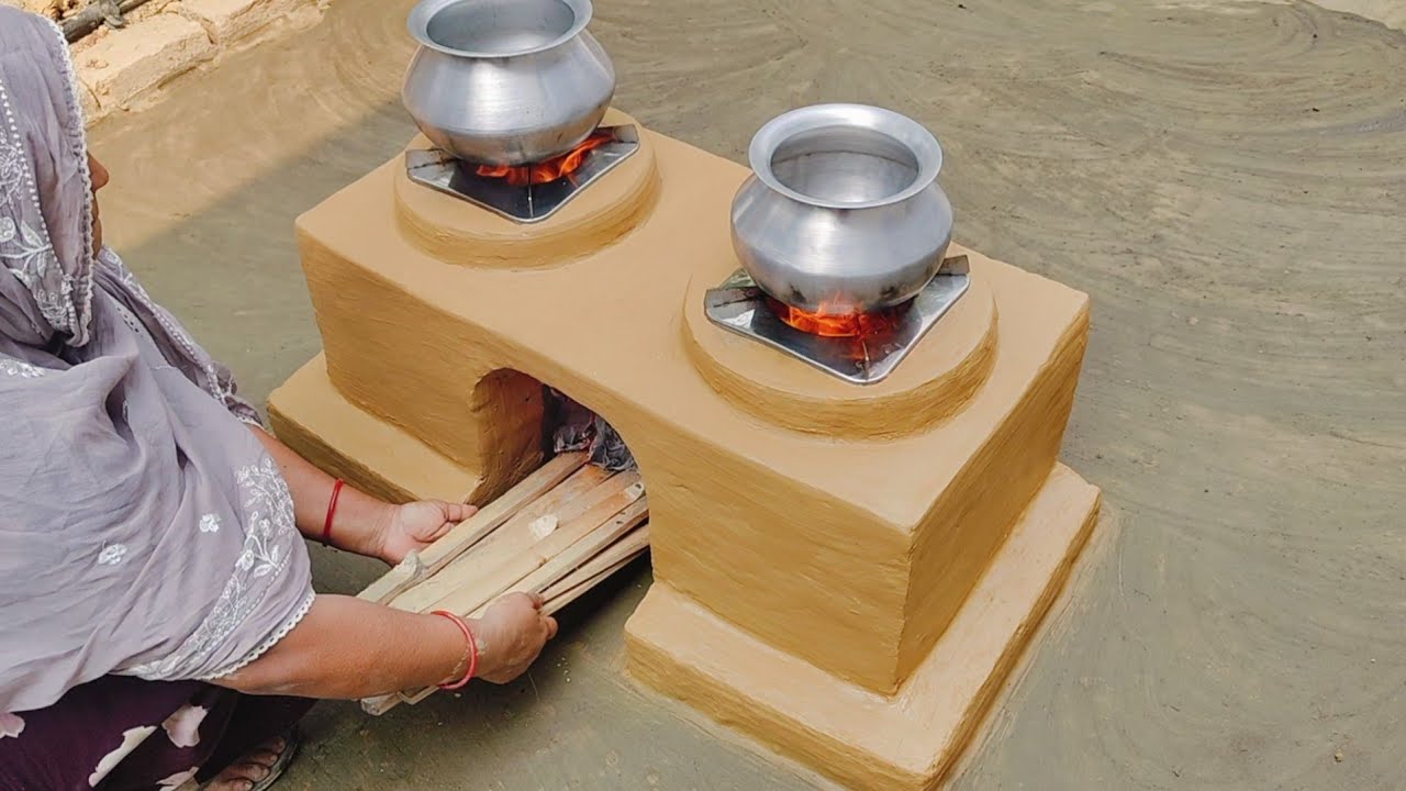 How to make Multiple Outdoor Kitchen । Village Kitchen Design with Clay ...