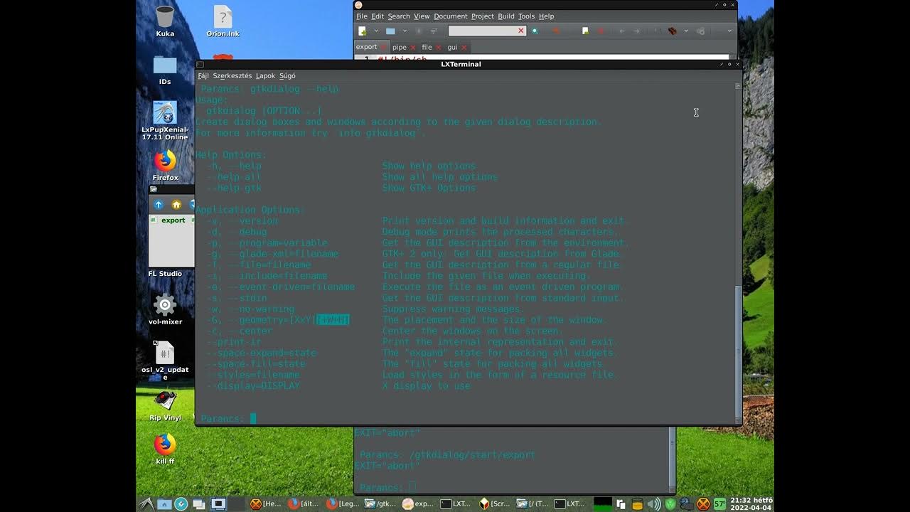 Bash shell szkriptelés - gtkdialog indítási formák - YouTube