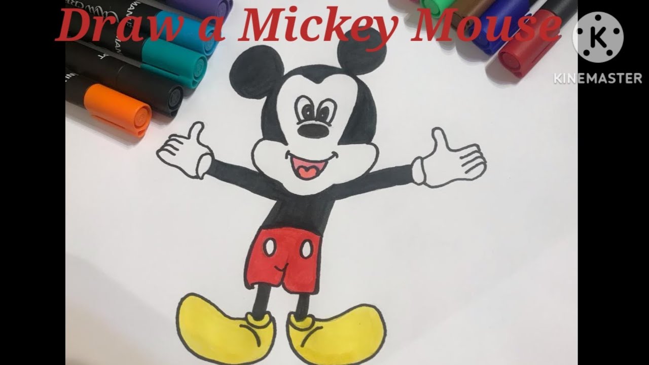 Mickey Mouse Drawing # Easy step by step drawing for beginners - YouTube