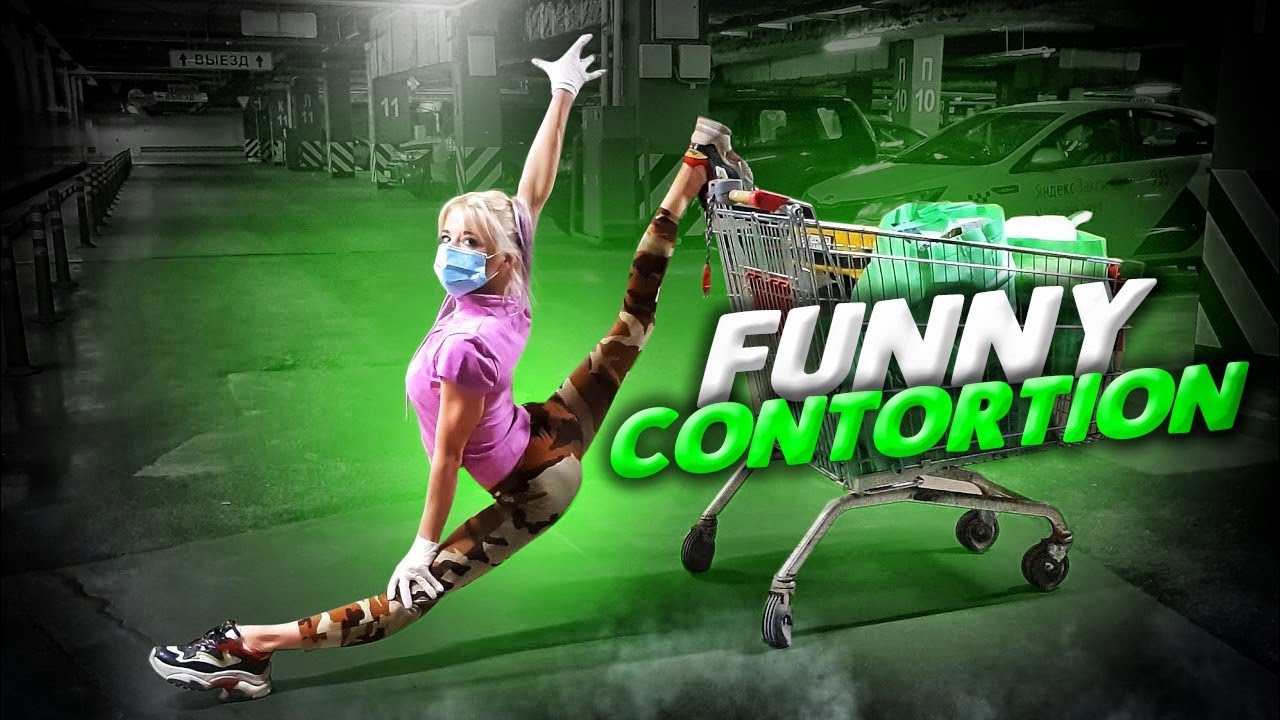 Funny Contortion. Stretching in the Parking. Contortionist Alesya does ...