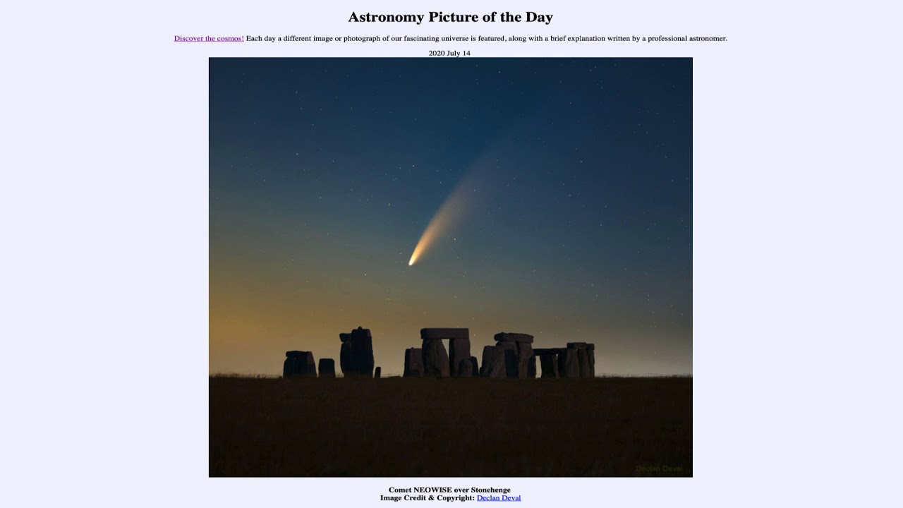 2020 July 14 - Comet NEOWISE over Stonehenge - YouTube