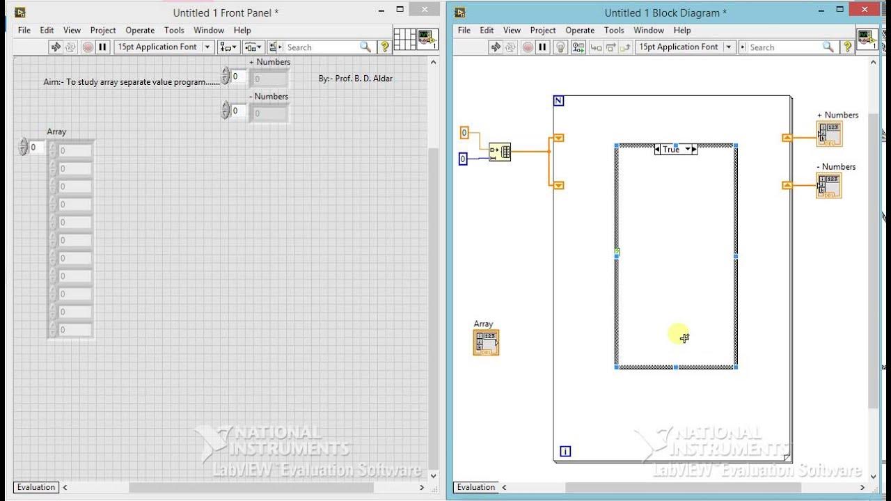To study array separate value program using LabVIEW - YouTube