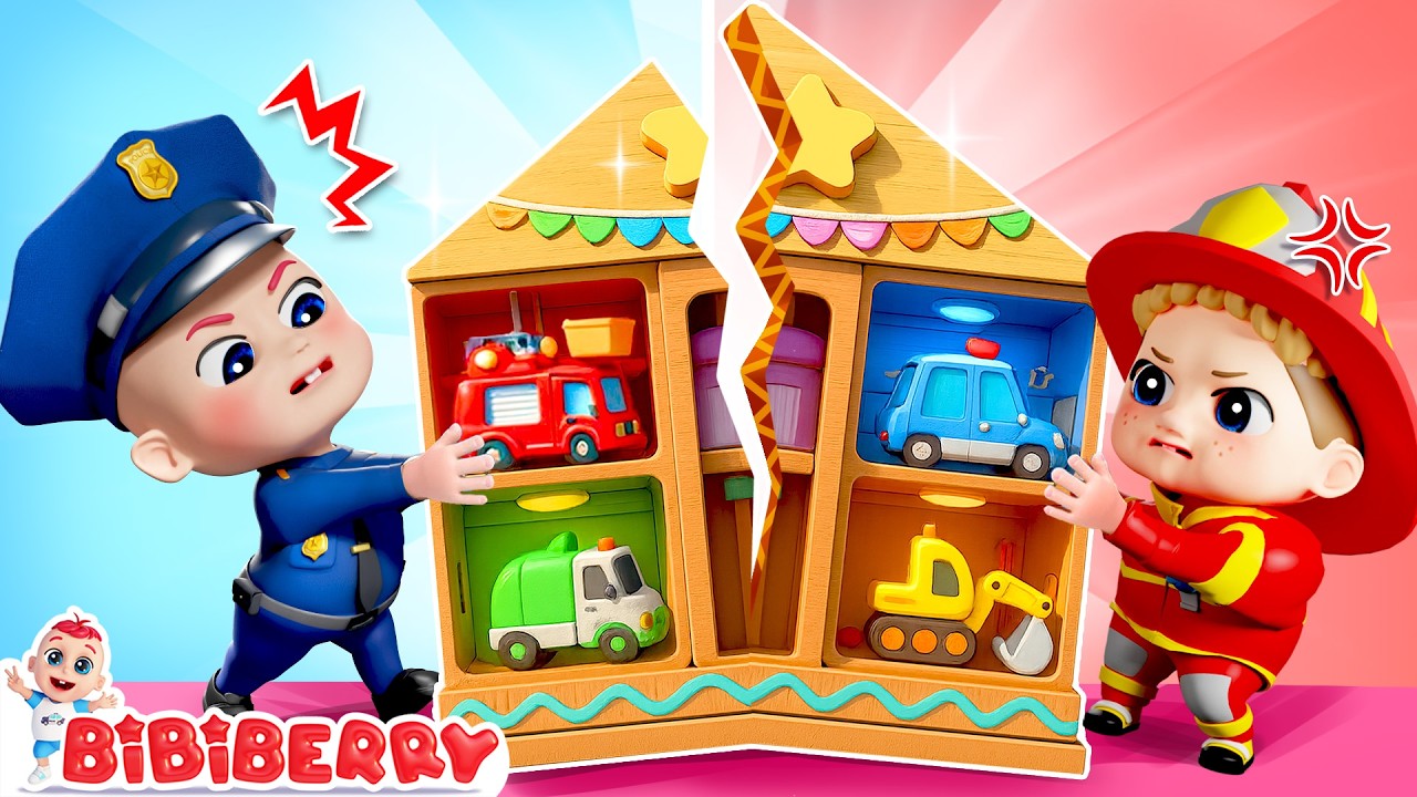 Five Toy Car Song ️ Sharing Is Caring Cardboard Room 💥 Wheels On The ...