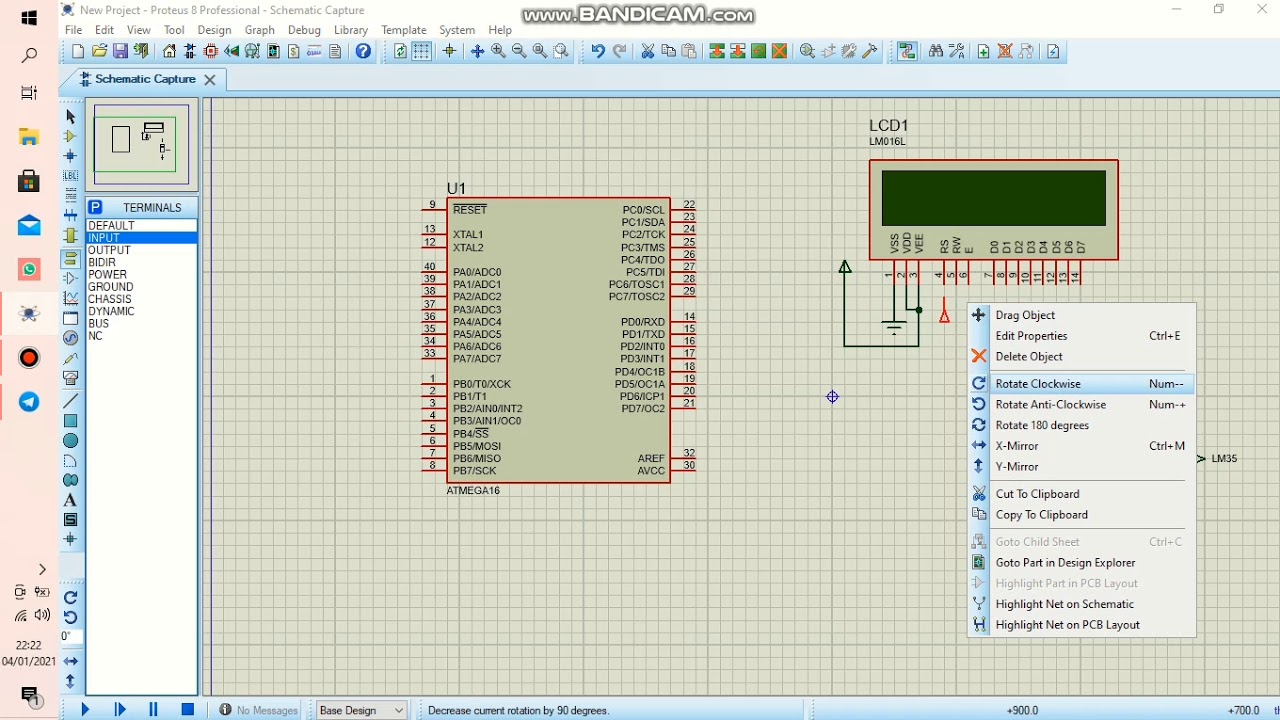 SIMULASI PROTEUS ATMEGA 16 MENAMPILKAN SUHU PADA LCD - YouTube