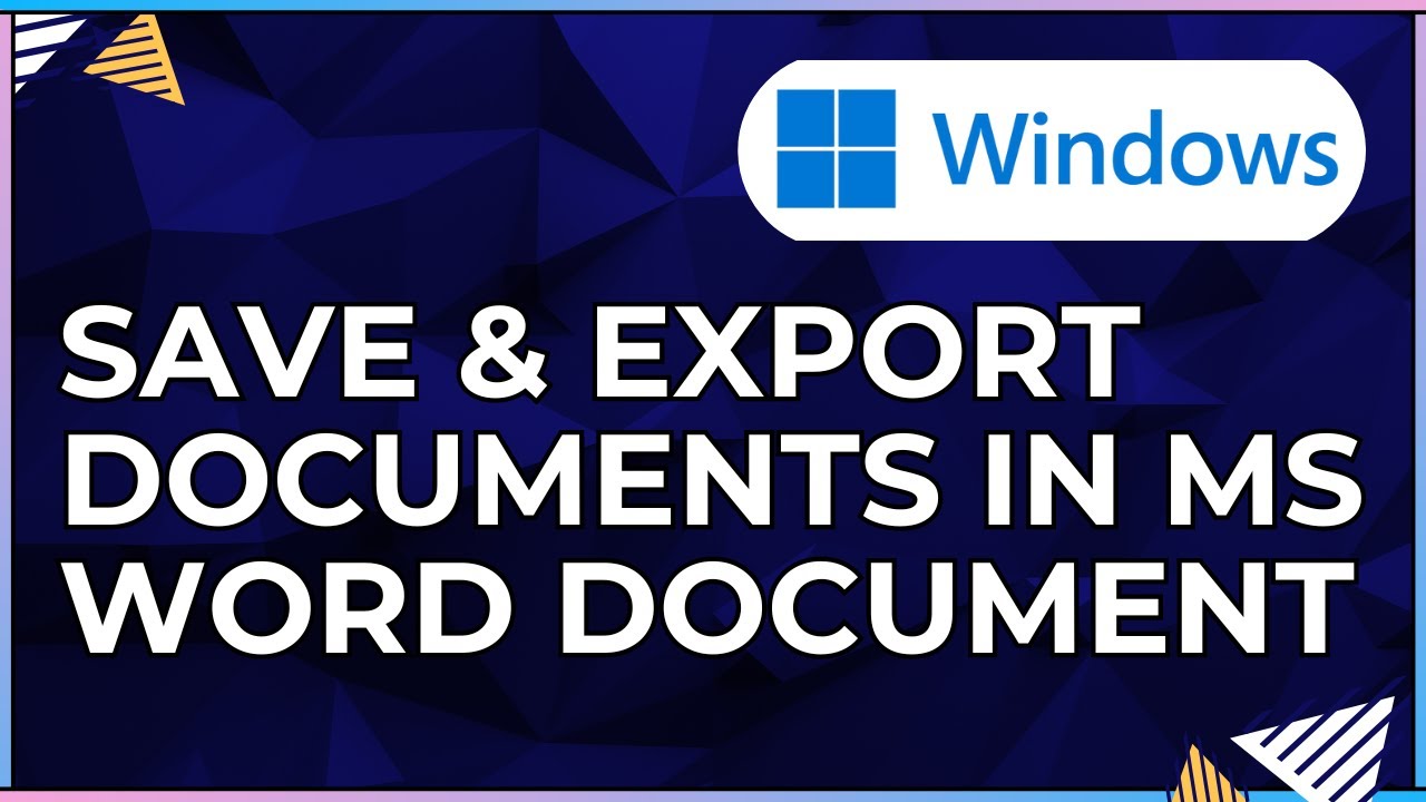 How to Save and Export Documents in Different Formats In a Microsoft ...