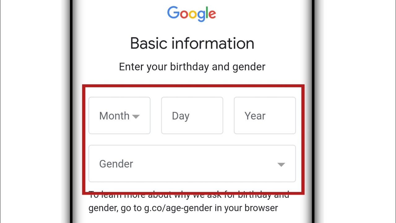 basic information enter your birthday and gender - YouTube