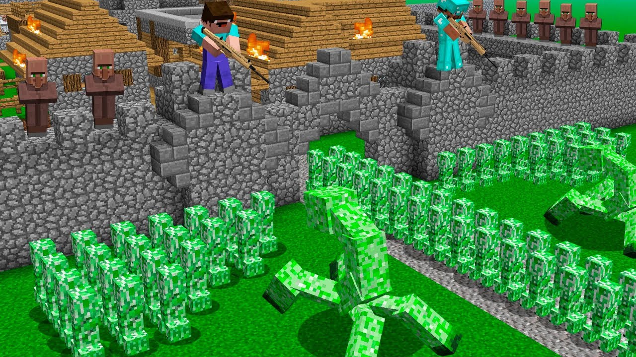 Minecraft PE : CREEPER ATTACK on the VILLAGERS! in Minecraft Noob vs ...