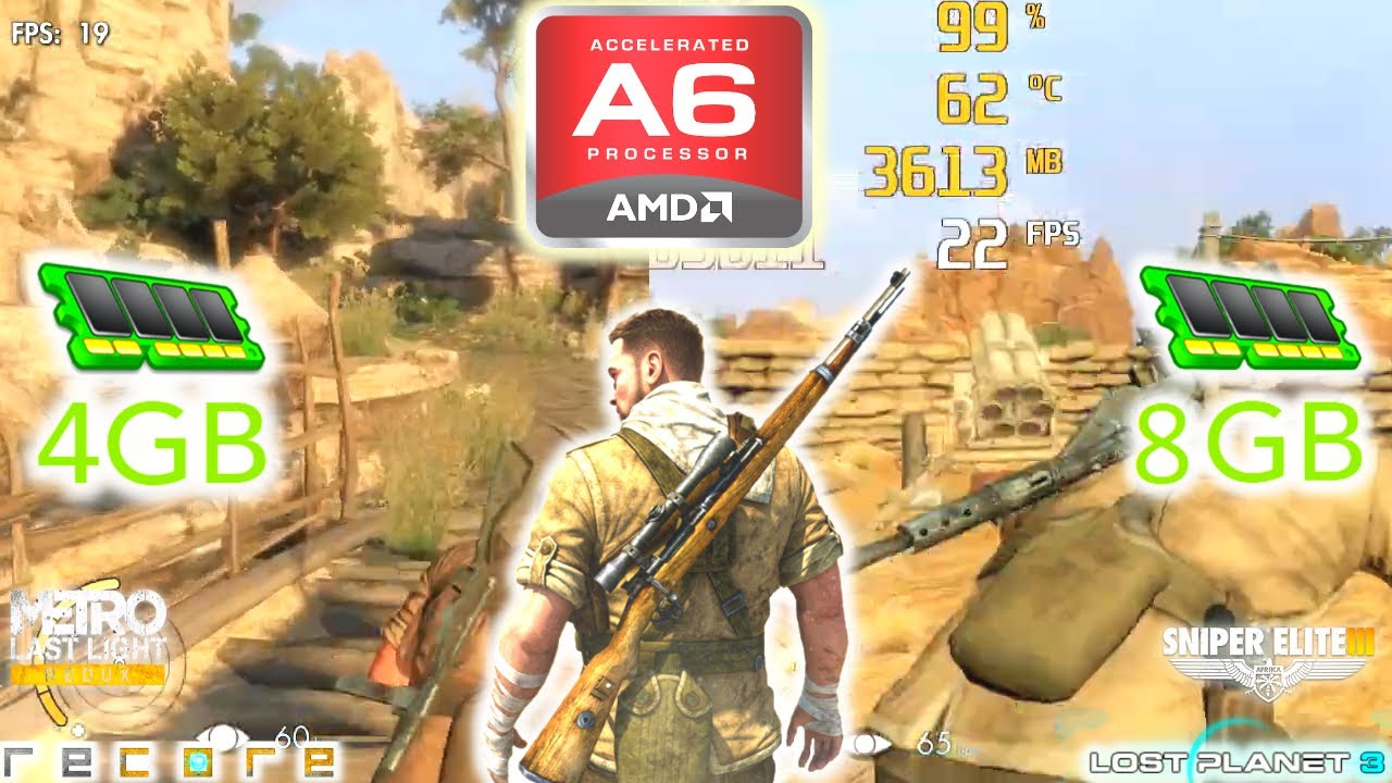 4GB RAM vs 8GB RAM - AMD Radeon R4 Graphics - 4 Games (2022) - YouTube