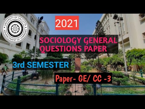 CU 3rd Sem Sociology general Questions paper 2021 | Calcutta University ...