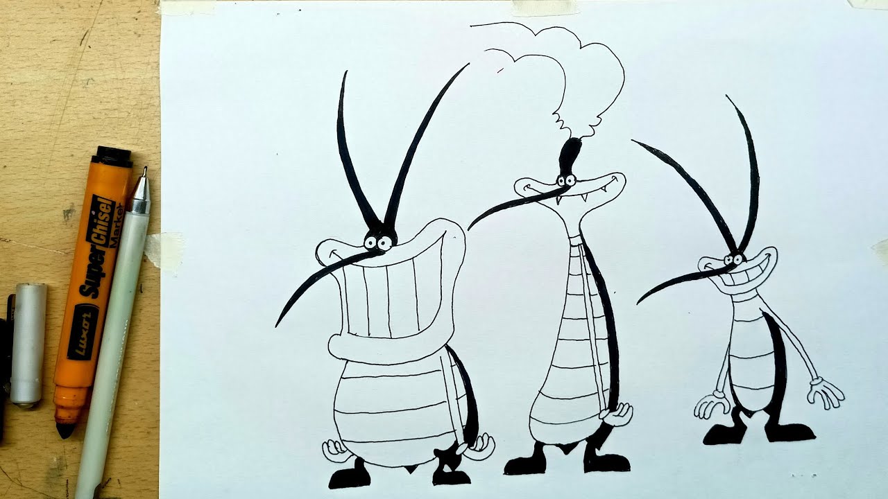 cockroaches drawing from the Oggy Cartoon,Paplu Jhaplu Taplu drawing ...