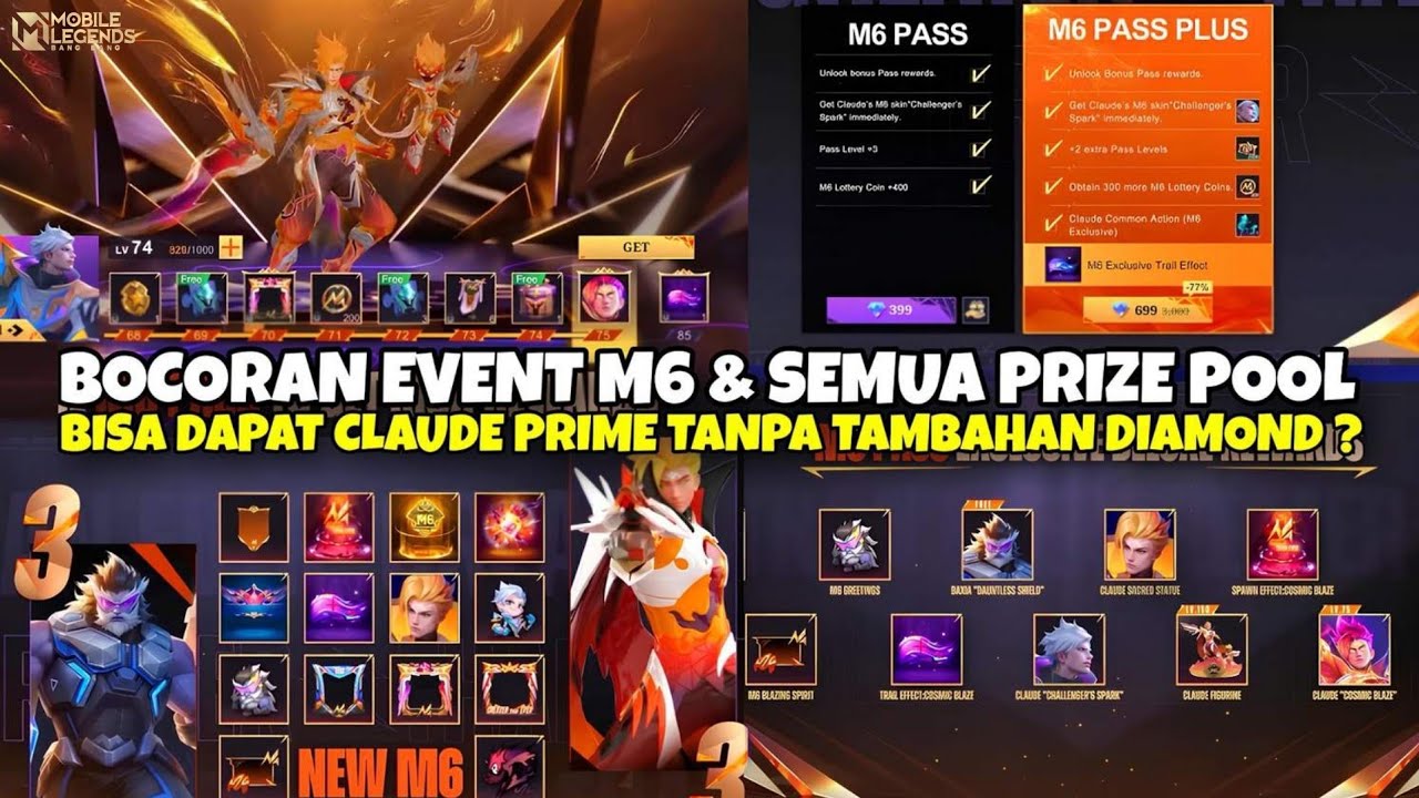UPDATE EVENT M6 PASS CLAUDE PRIME‼️MODAL 399 DIAMOND BISA DAPAT SKIN CALUDE PRIME MLBB - YouTube