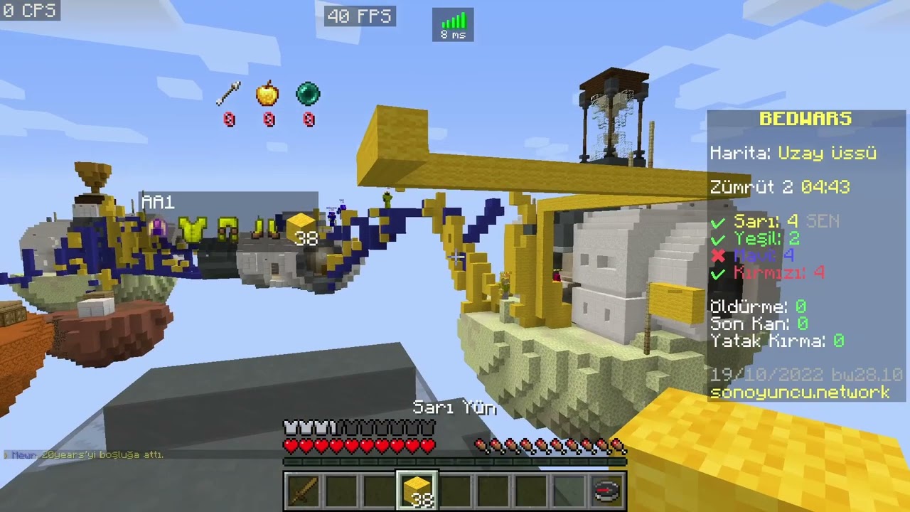 Minecraft ama son oyuncu (Bedwars ve Sky wars) - YouTube