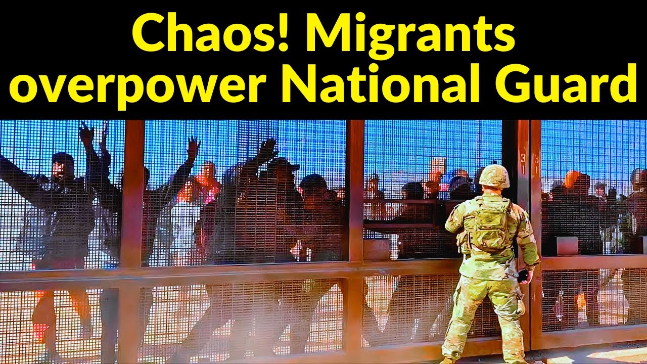 Migrants Overpower Texas National Guard, Tear Down Border Fence - YouTube