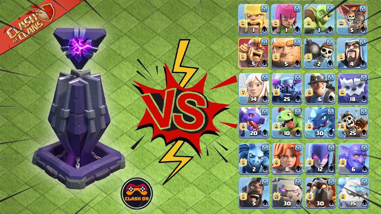 Level 1 Monolith vs Max All Troops Clash Of Clans - Clash On - YouTube