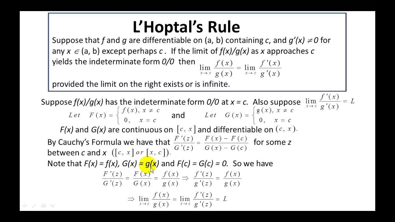 LHopital's Rule - YouTube