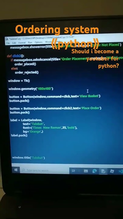 Python Ordering System Python Softwaredevelopment Tkinter Script Youtube